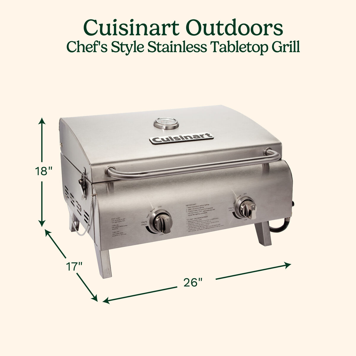 Chef's Style Stainless Tabletop Grill | Cuisinart Portables