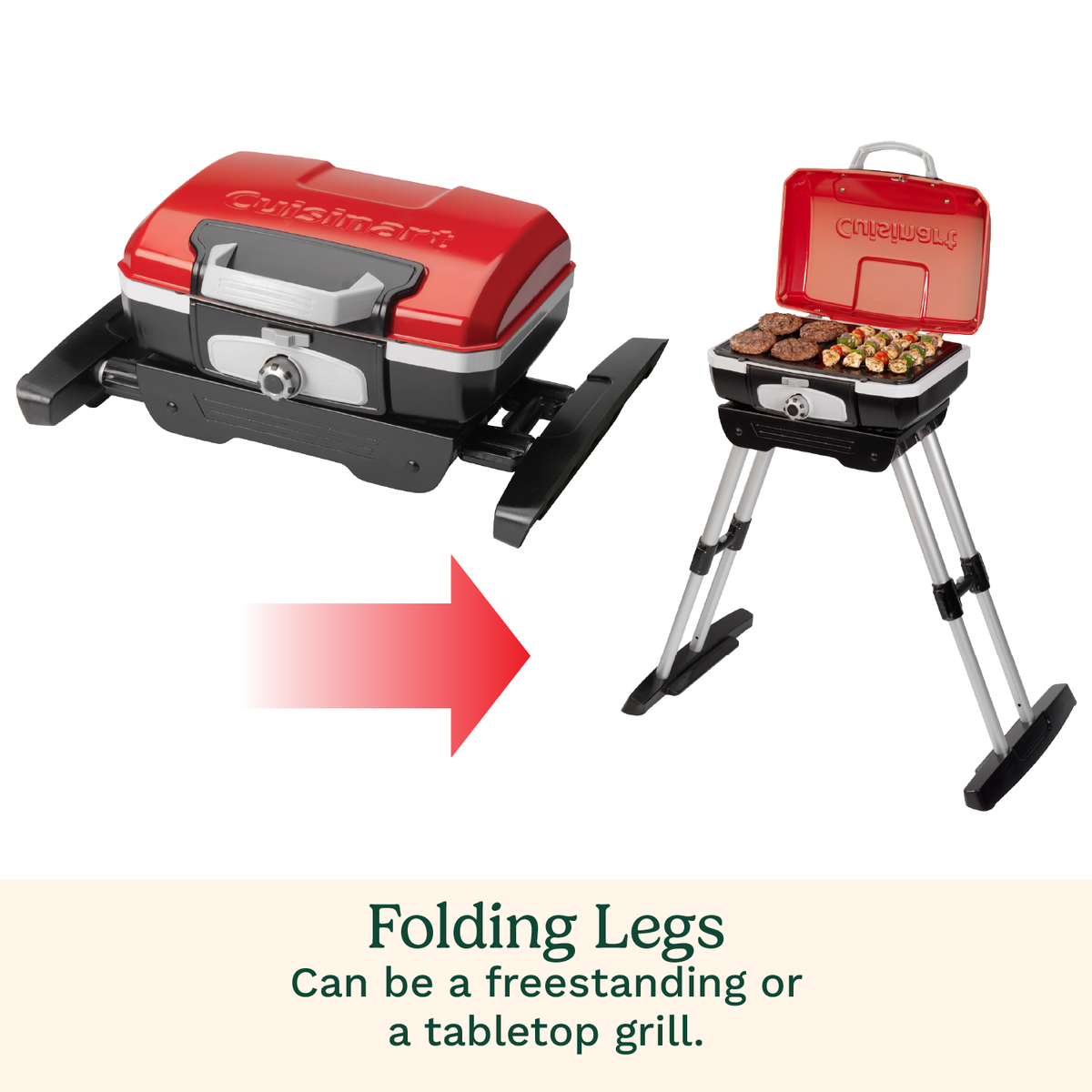 Petite Gourmet Portable Gas Grill with VersaStand | Cuisinart Portables