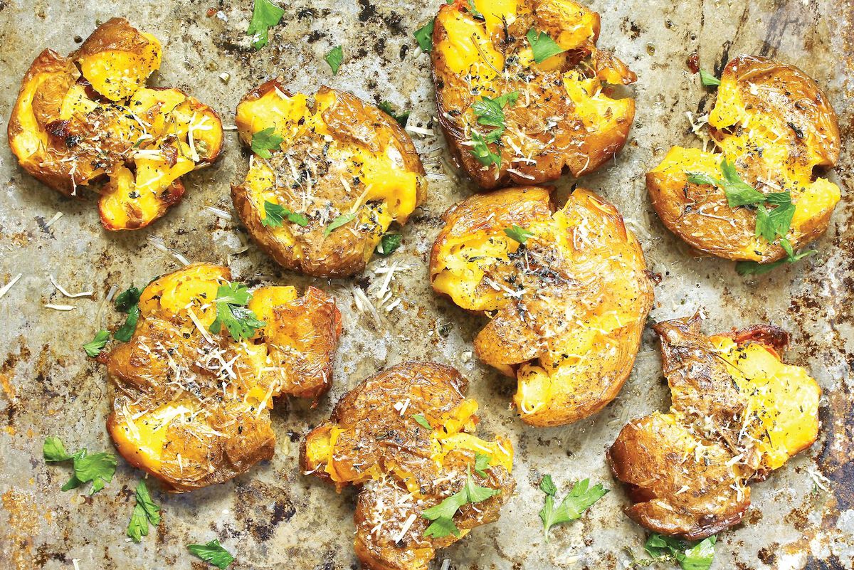 smashed new potatoes